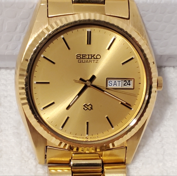 Seiko | Accessories | Vintage Seiko Sq Presidential Mens Day Date Quartz Watch Gold Tone One ...